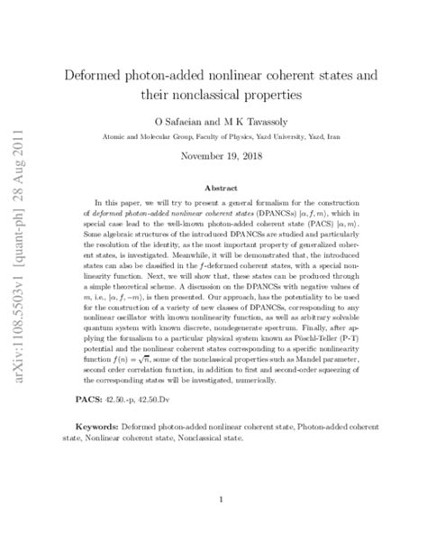 Pdf Deformed Photon Added Nonlinear Coherent States And Their Non