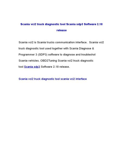 scania vci2 truck diagnostic tool scania sdp3 software 218 release pdf