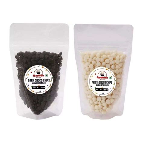 Dark Choco Chips And White Choco Chips 50 G X2 100 G Foodfrillz