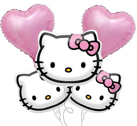 5 Pcs Hello Kitty Birthday Party Balloons Cat Cartoon Foil Balloons
