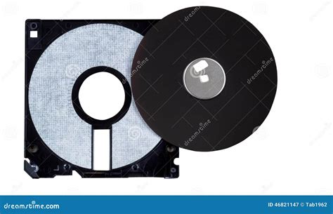 inside parts of a computer diskette or floppy disk on white stock image