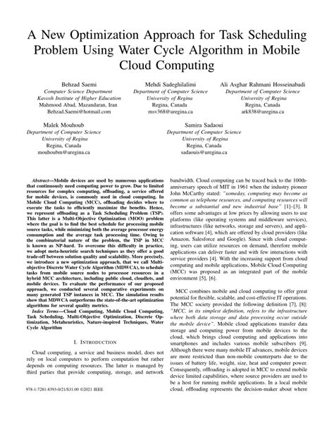Pdf A New Optimization Approach For Task Scheduling Problem Using Water Cycle Algorithm In