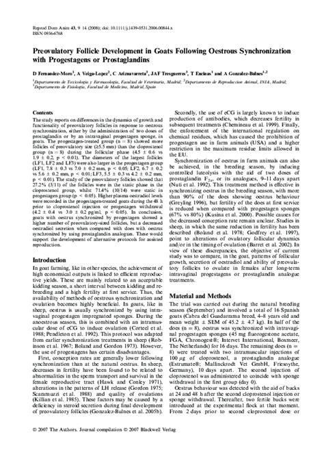 Pdf Preovulatory Follicle Development In Goats Following Oestrous Synchronization With