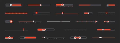 premium vector set of user interface sliders bar orange slider bar