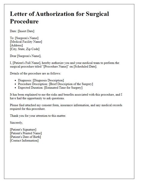 Letter Template For Medical Procedure Approval Authorization Free