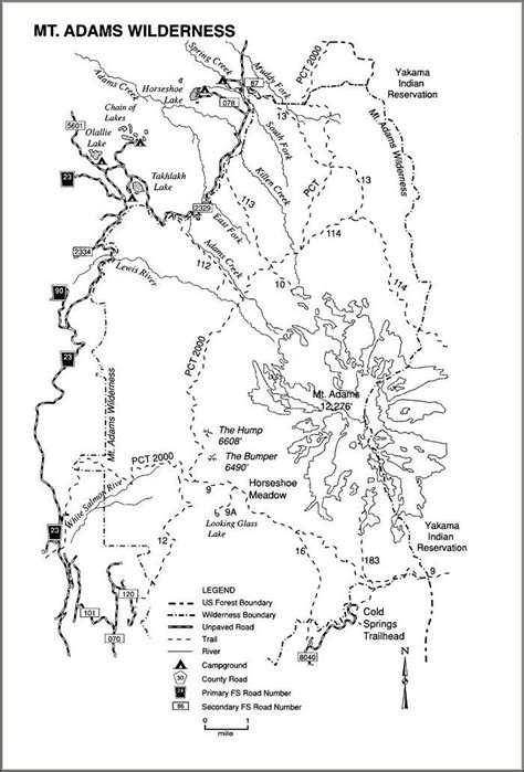 General Trail Map Of Mt Adams Wilderness Area