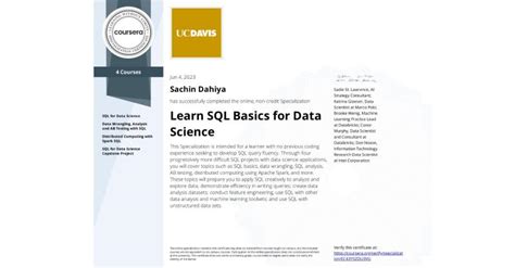 Excited To Announce That I Have Successfully Completed Courseras Learn Sql Basics For Data