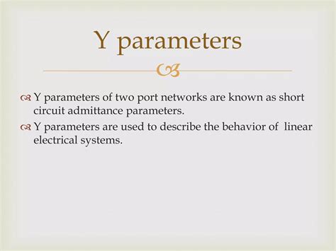 Two Port Networks Y Parameters Pptx Computer Networking Computing