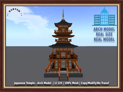 Second Life Marketplace Barvak Japanese Temple Arch Model Decoration