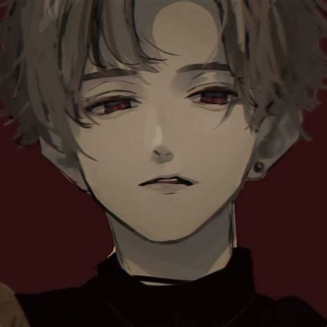 An Anime Character With Grey Hair And Red Eyes Looks At The Camera