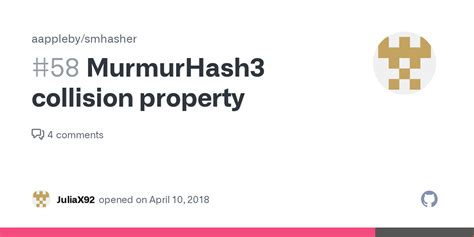 Murmurhash3 Collision Property · Issue 58 · Aapplebysmhasher · Github