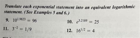 Solved Translate Each Exponential Statement Into An