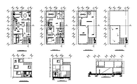 Elevation Section And Floor Plan Details Of Two Story House Pdf File