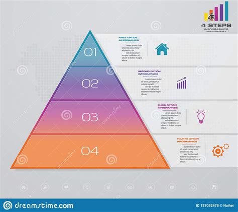 4 Steps Pyramid With Free Space For Text On Each Level Infographics Element Stock Vector