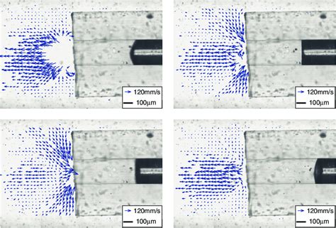 The Flow Field Obtained From Ptv Data At Four Phases Of The Acoustic Download Scientific