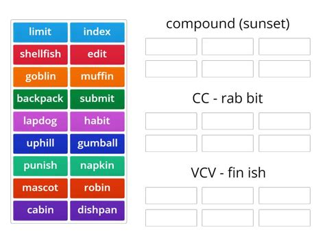 31 Sort Syllable Division Group Sort