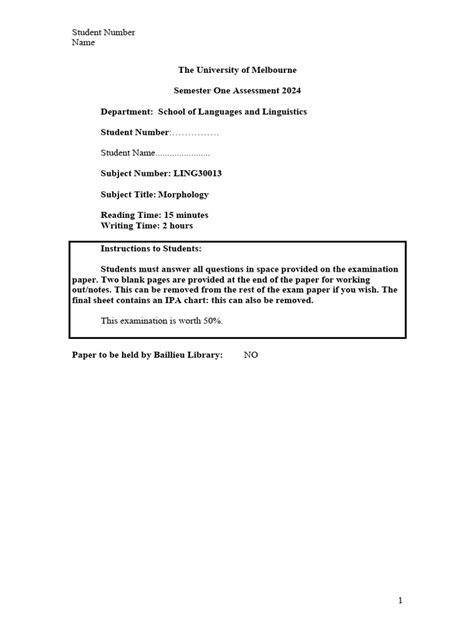 Morphology Exam Paper 2024 Pdf Morphology Linguistics Word