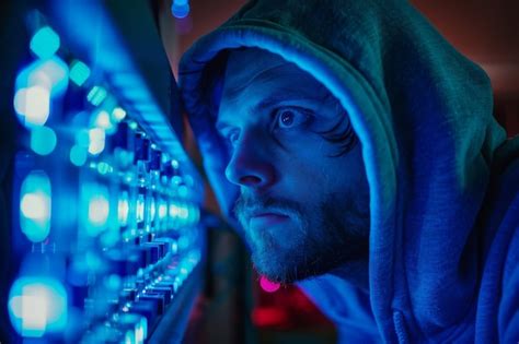 Cybersecurity Hacker In Action Premium Ai Generated Image