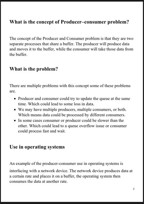 Solved What Is The Concept Of Producer Consumer Problem The