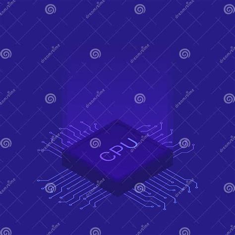 Isometric Flat Cpu Gpu Processor Chip Modern Vector Illustration Stock