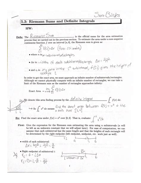 53 Riemann Sums And Definite Integrals To Estimate The Area Under A Continuous Function F