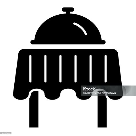 트레이 솔리드 아이콘이 있는 레스토랑 테이블 저녁 식사 개념 흰색 배경에 아침 식사 음식 트레이 기호 웹 디자인 스타일의 테이블