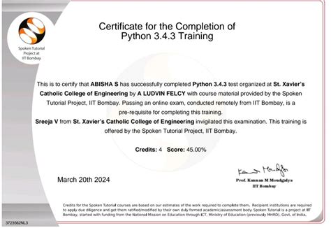 Abisha S On Linkedin I Have Successfully Completed Python Online Exam Conducted By Iit Bombay