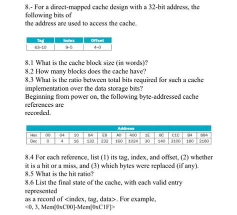 Solved For A Direct Mapped Cache Design With A Bit Chegg