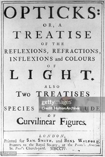 1704 The Title Page Of The First Edition Of Opticks By Sir Isaac