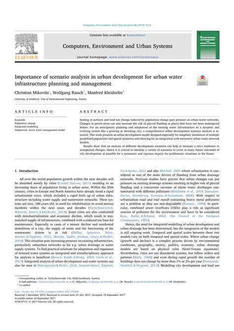 Pdf Importance Of Urban Development Scenarios For Urban Water