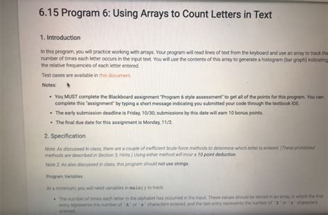 615 Program 6 Using Arrays To Count Letters In Text