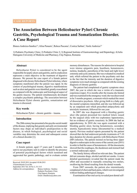The Association Between Helicobacter Pylori Chronic Gastritis