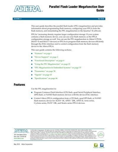 Parallel Flash Loader Megafunction User Guide Pdf Altera