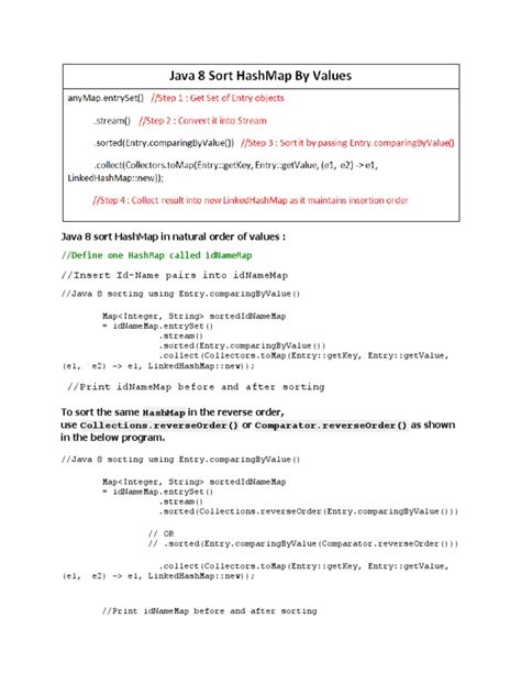 Java 8 Sort Hashmap Pdf Computer Programming Algorithms And Data