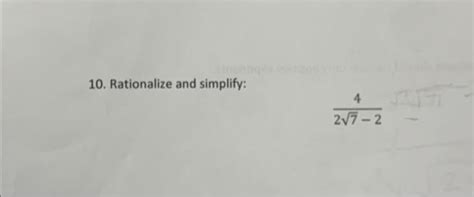 Solved 10 Rationalize And Simplify 27−24