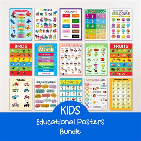 Set Of Educational Posters 15 Home School Printables Alphabet Poster