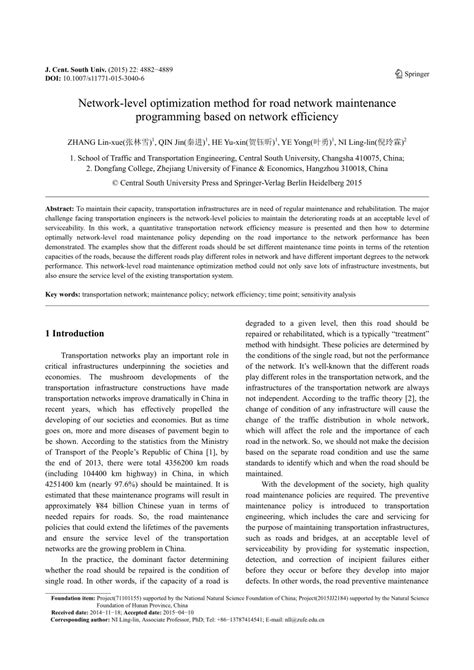 Pdf Network Level Optimization Method For Road Network Maintenance Programming Based On