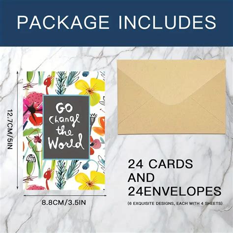 24장 팩 다양한 인사말 카드 및 모든 경우에 맞는 봉투 꽃 디자인 격려 위로 생일 축하 쾌유 행운 모든 수 Temu Korea