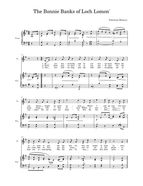 The Bonnie Banks Of Loch Lomon Valentine Hemery Sheet Music For