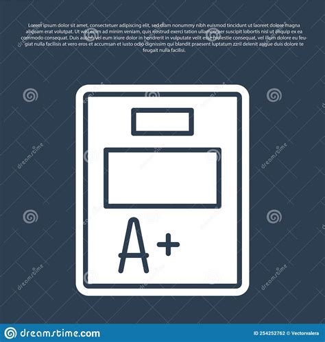 Blue Line Exam Sheet With A Plus Grade Icon Isolated On Blue Background