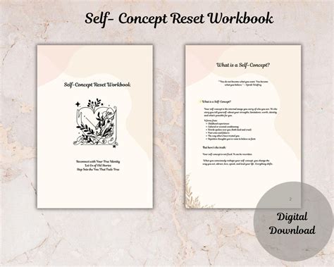 Printable Self Concept Workbook Concept Printable Journal Mindset