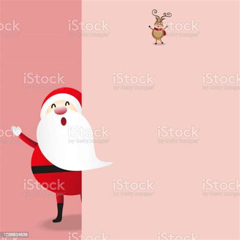 분홍색 배경 배너에 메리 크리스마스 텍스트와 산타 클로스 만화 캐릭터 배너 벡터 디자인 배너 티켓 전단지 카드 초대장 포스터 등을위한 크리스마스 템플릿 12월에 대한 스톡