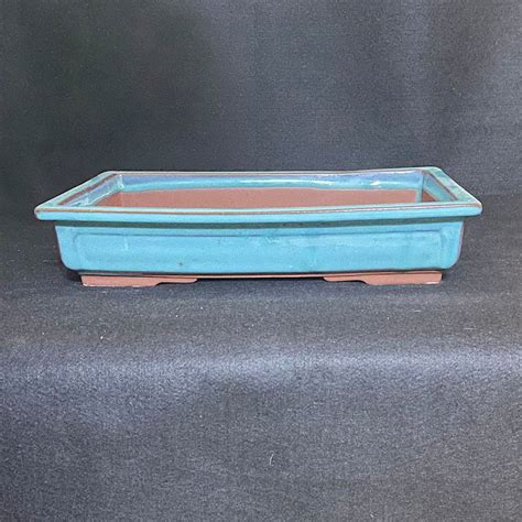 Tongrae Rectangular Green Glazed Bonsai Pot 33 X 22 X 6cm British