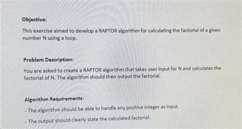 Solved Objective This Exercise Aimed To Develop A Raptor