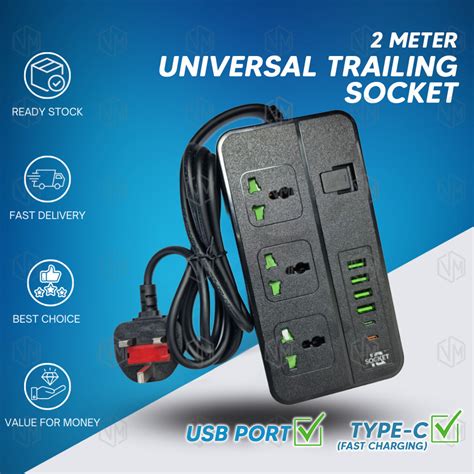 Universal 3 Power Socket Extension Plug With Usb Port Type C Power Strip Surge Protector Adapter