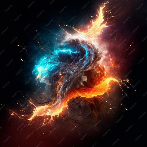 Premium Photo Abstract Image Of The Energy Of Fire And Lightning