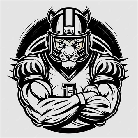 Premium Vector American Football Player Tiger Head Big Helmet Big