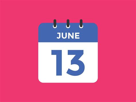 Recordatorio Del Calendario Del 13 De Junio Plantilla De Icono De Calendario Diario Del 13 De