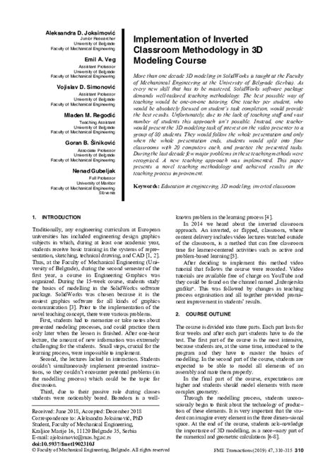 Pdf Implementation Of Inverted Classroom Methodology In 3d Modeling Course