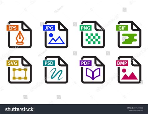Digital Media File Format Icon Set Stock Vector Royalty Free Shutterstock